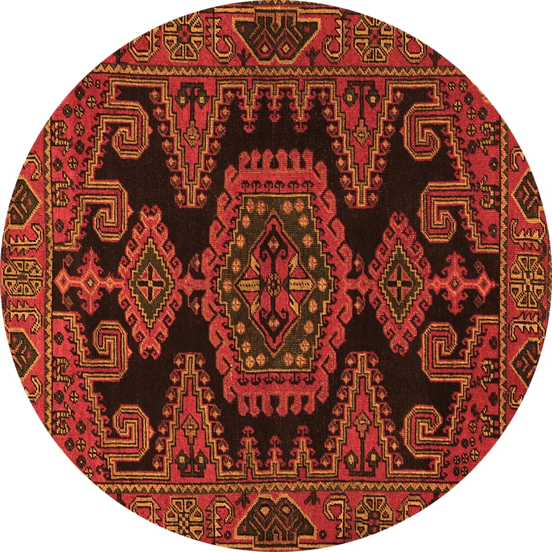 Ahgly Company Indoor Round Persian Orange Traditional Area Rugs, 6 ...
