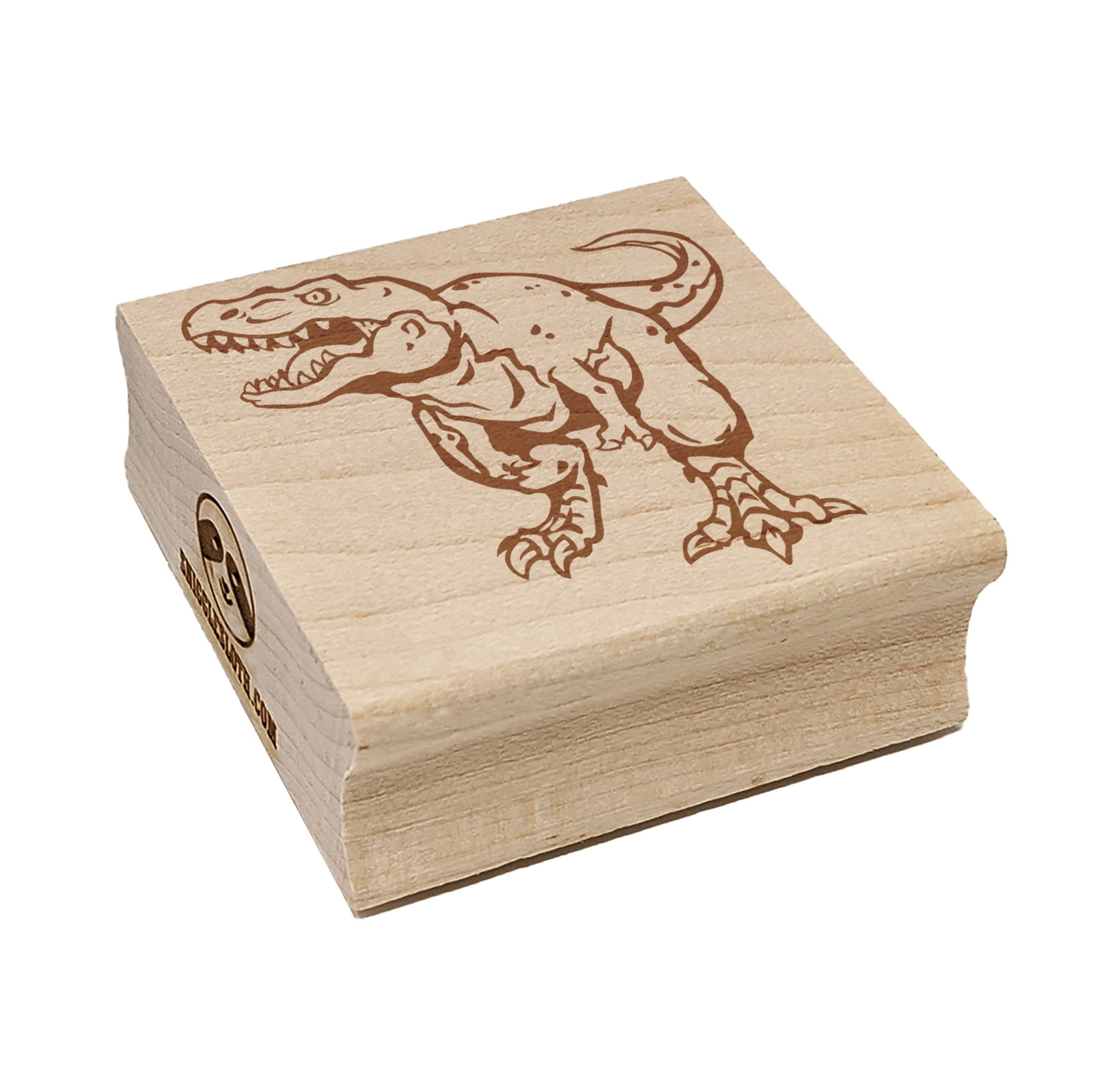 Tyrannosaurus Rex T-Rex Dinosaur on the Hunt Square Rubber Stamp ...