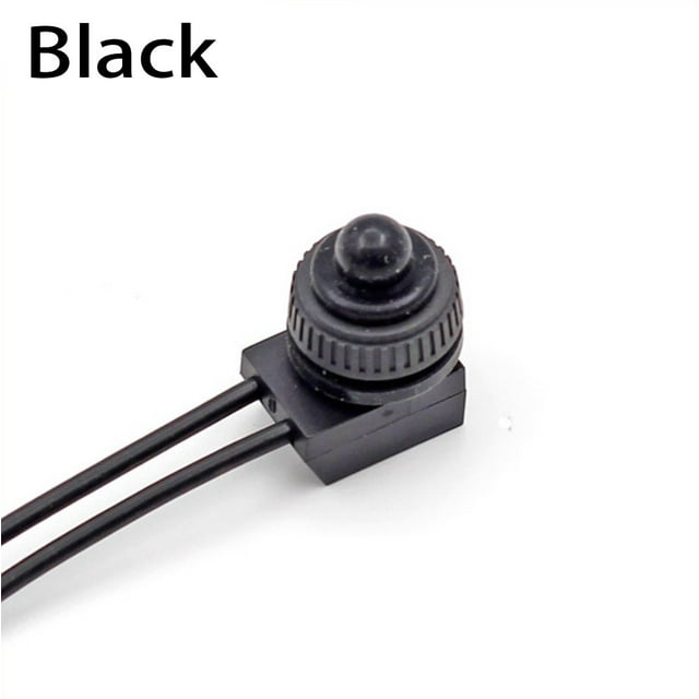 12V Waterproof Latching Push Button On-Off Switch With Lead Wire Black ...