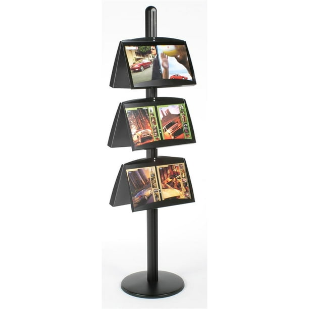 Double-sided Literature Rack with 6 Height-adjustable Steel Pockets ...