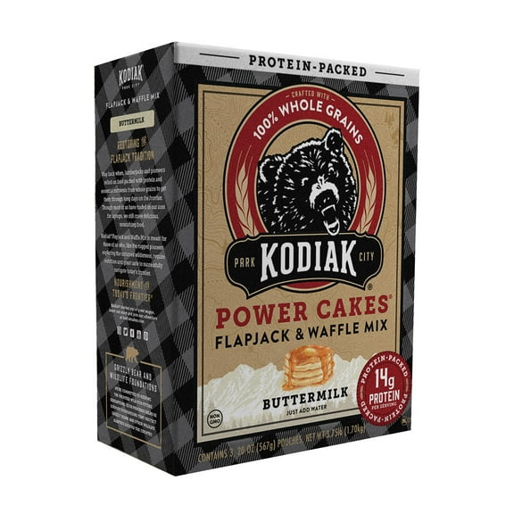 Kodiak Power Cakes Buttermilk Flapjack & Waffle Mix, 3 Pack, 20 oz, 100 ...