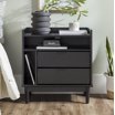 Walker Edison Mid-Century Modern 2-Drawer Wood Nightstand, Solid Black ...