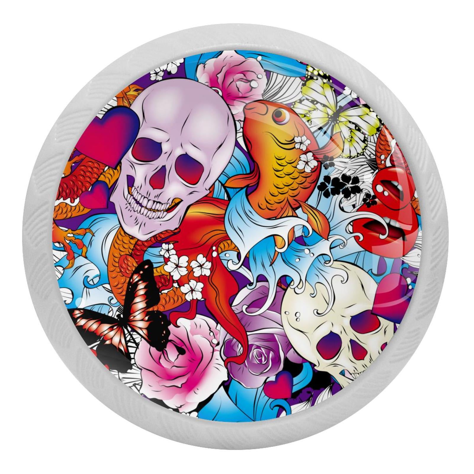 4PCS Round Skull Cabinet Fluorescence Knob Glowing in the Dark ...