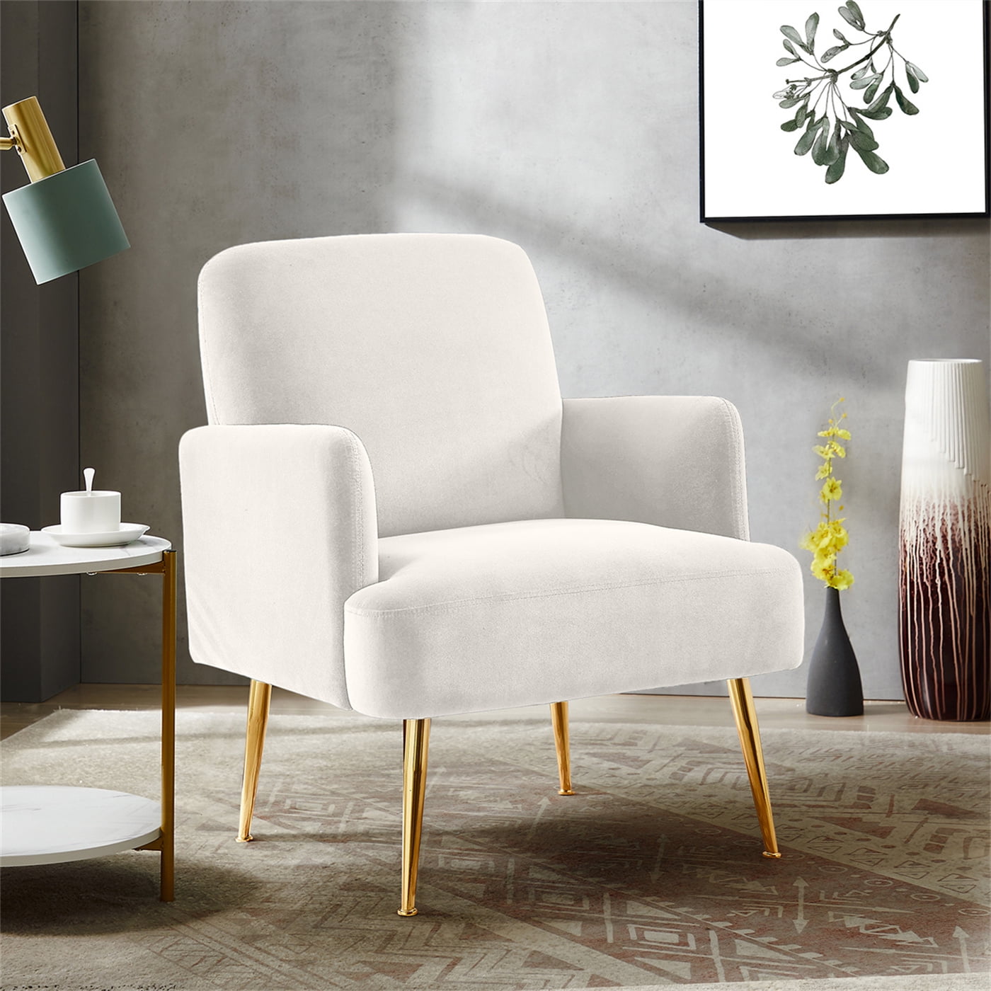 Modern Accent Chair, Comfy Upholstered Armchair Single Sofa Chair for ...