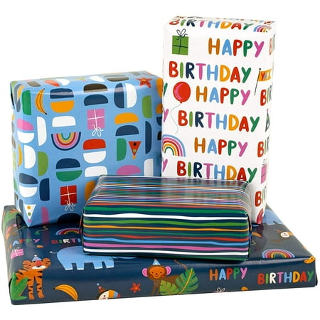 Wrapping Paper Sheet with Gift Tags Folded Flat 4 Different Adorable ...