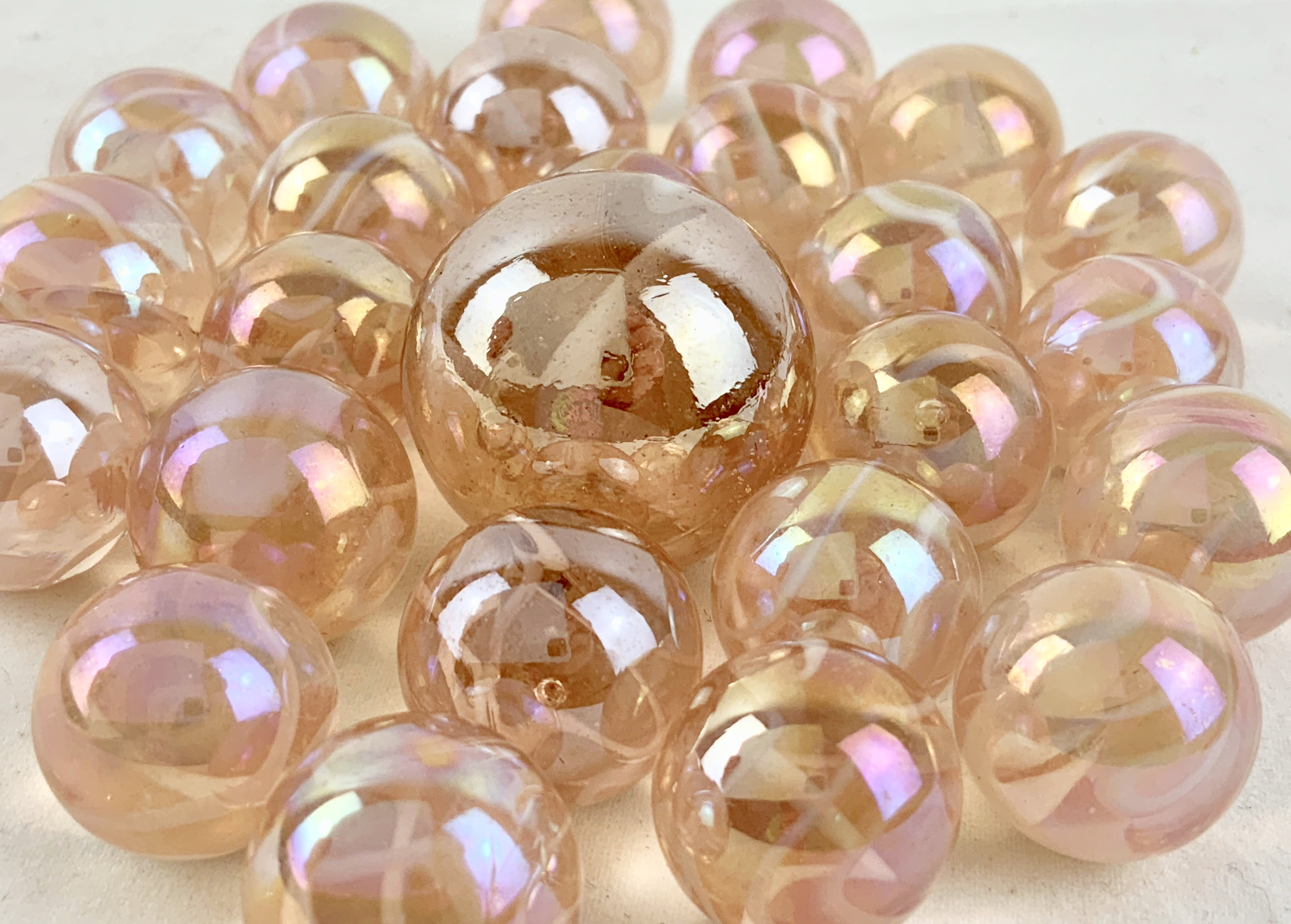 25 Glass Marbles Jellyfish Clear Peach/Pink Toy Game Pack (24 Player, 1 ...