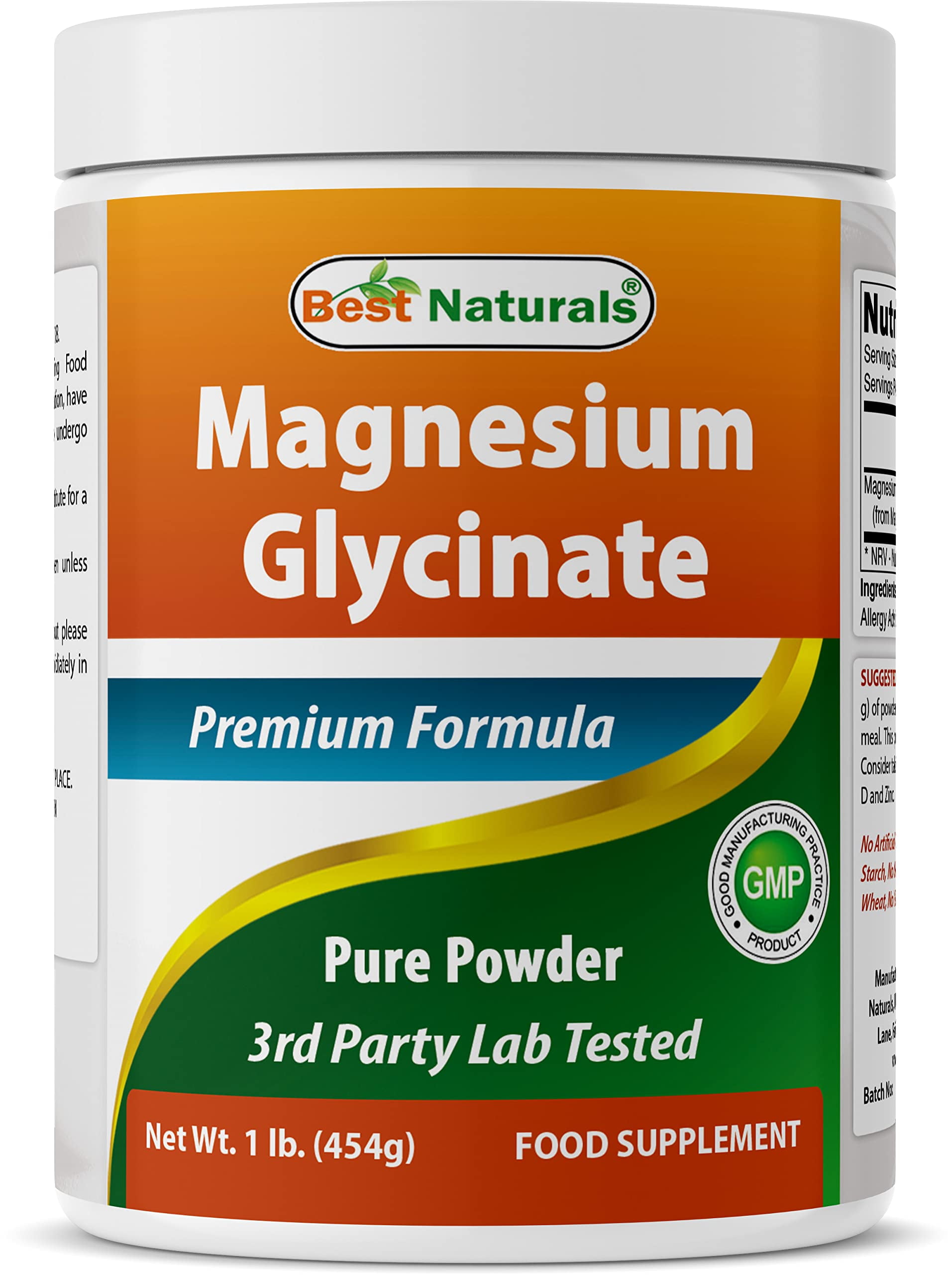 Glicinato de magnesio en polvo Best Naturals 454 g 605 porciones ...