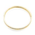 2 pc Cubic Zirconia Horse Eye Hinged Bangle Real 18K Gold Plated Brass ...