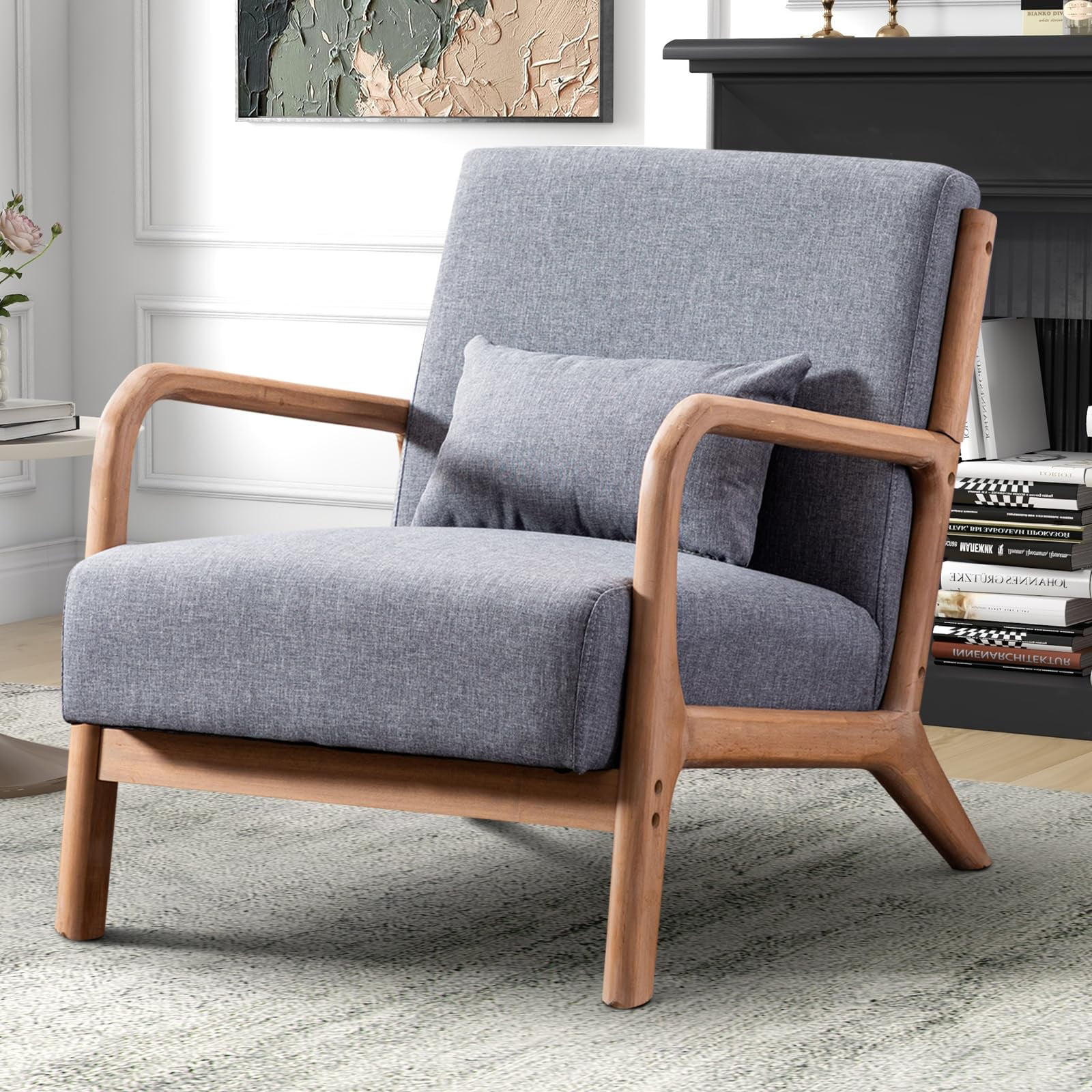 Click here for Bonzy Home Mid Century Modern Accent Chair With Wo... prices