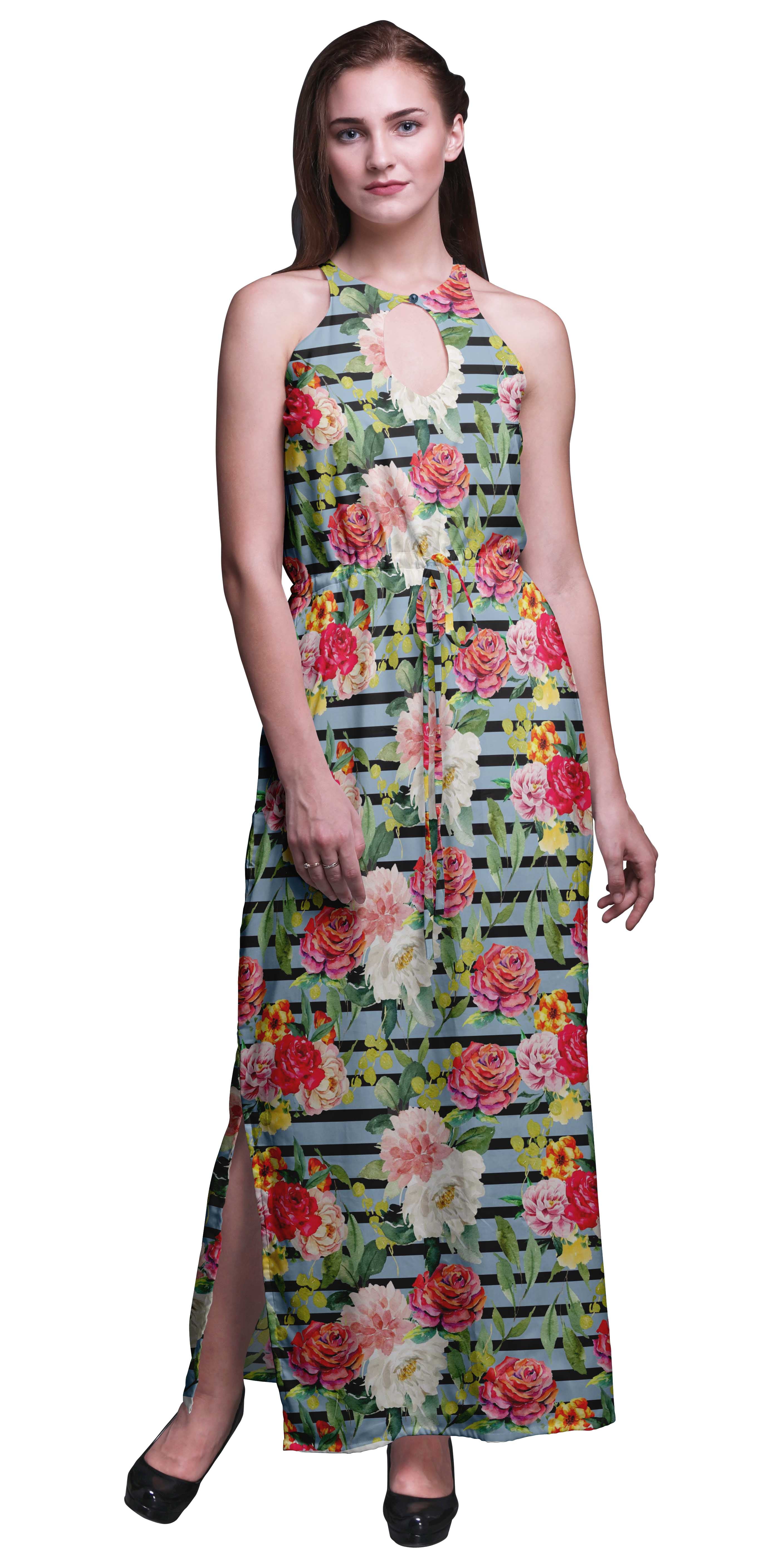 Bimba Floral Women Side Slits Long Casual Halter Maxi Dress Printed ...