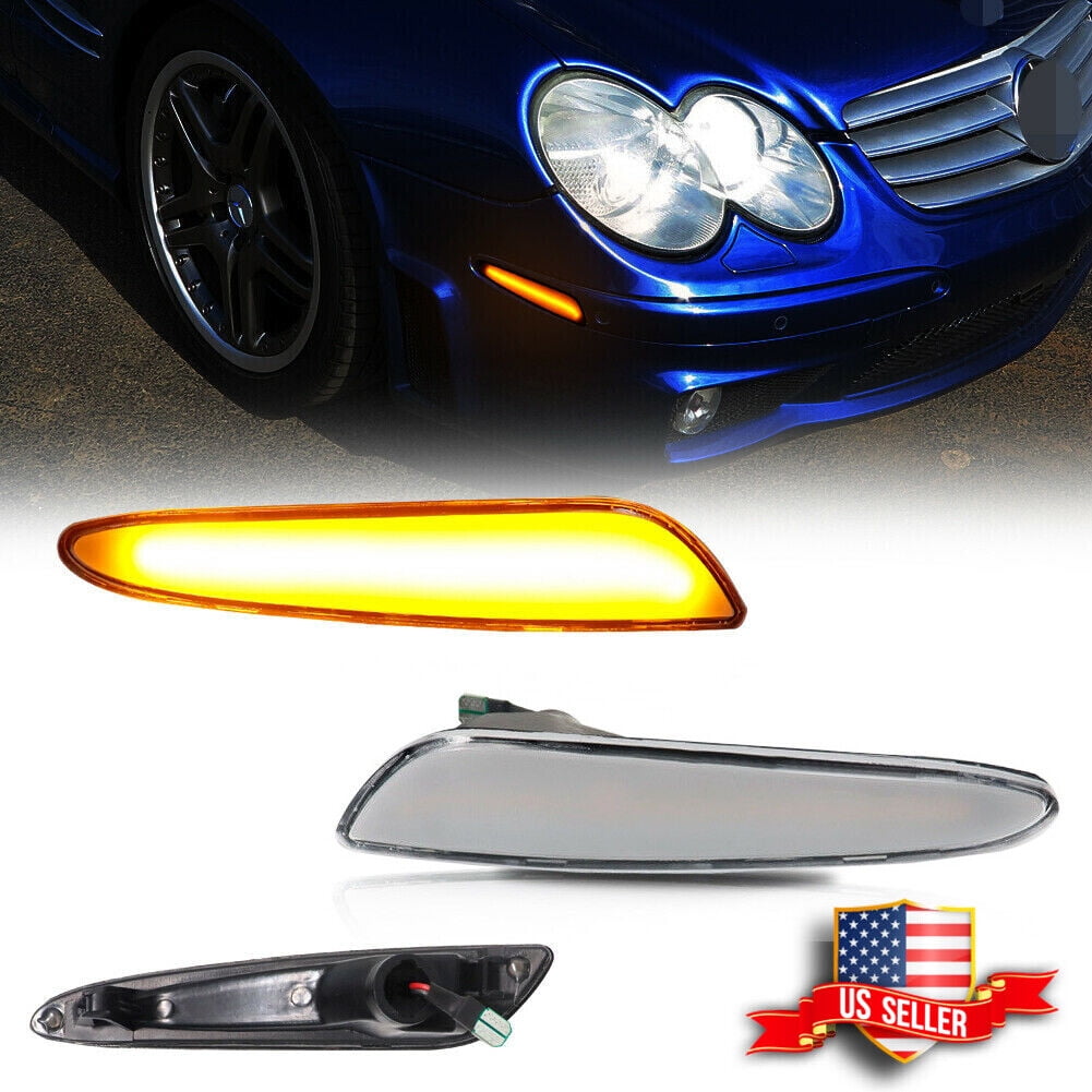 GTINTHEBOX LED Amber Front Bumper Side Marker Lights For 2003-2006 Benz ...