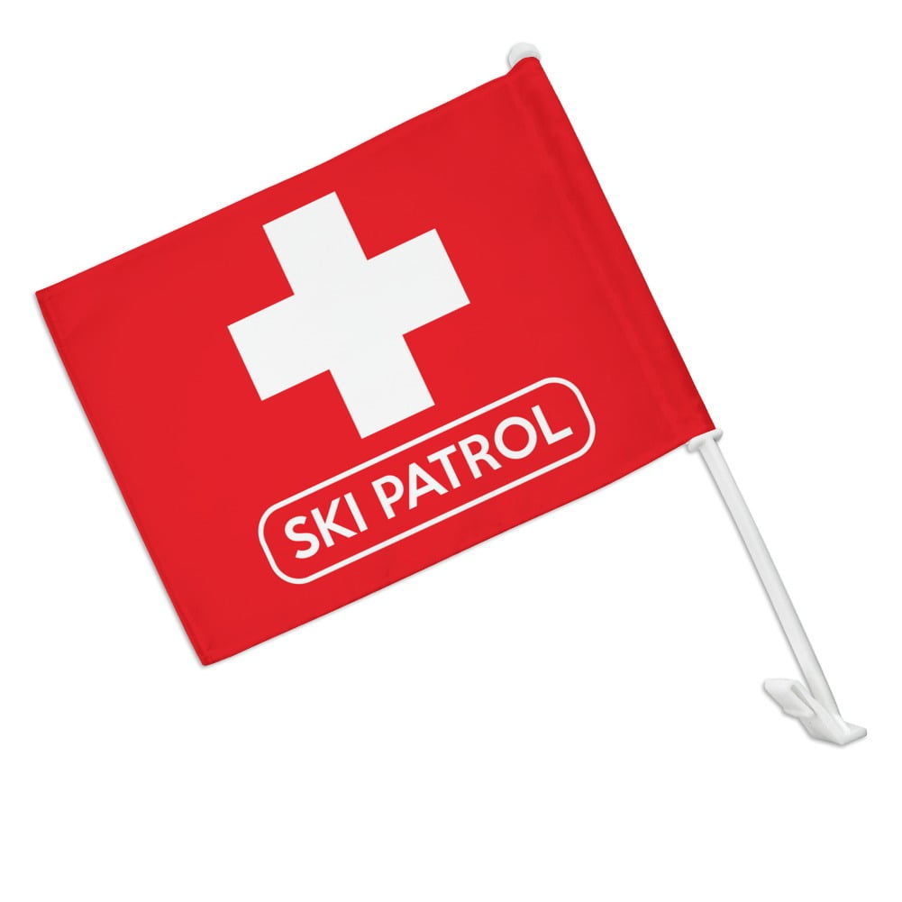 Ski Patrol with Cross Car Truck Flag with Window Clip On Pole Holder ...