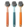 Mzwoshinx Soft Non Scraping Pot Plastic Long Handle Silicone Bristles