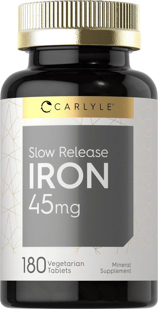 Slow Release Iron 45 mg | 180 Tablets | Vegetarian Formula | Ferrous ...