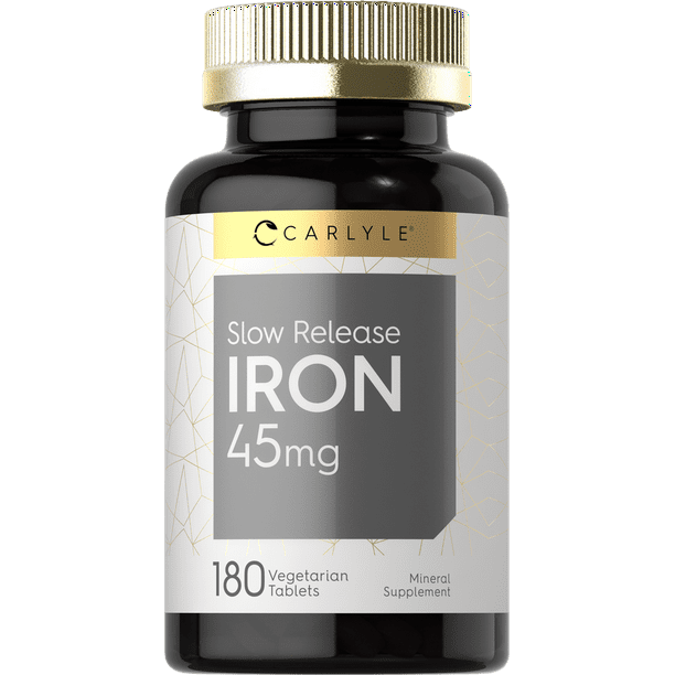 Slow Release Iron 45 mg | 180 Tablets | Vegetarian Formula | Ferrous ...