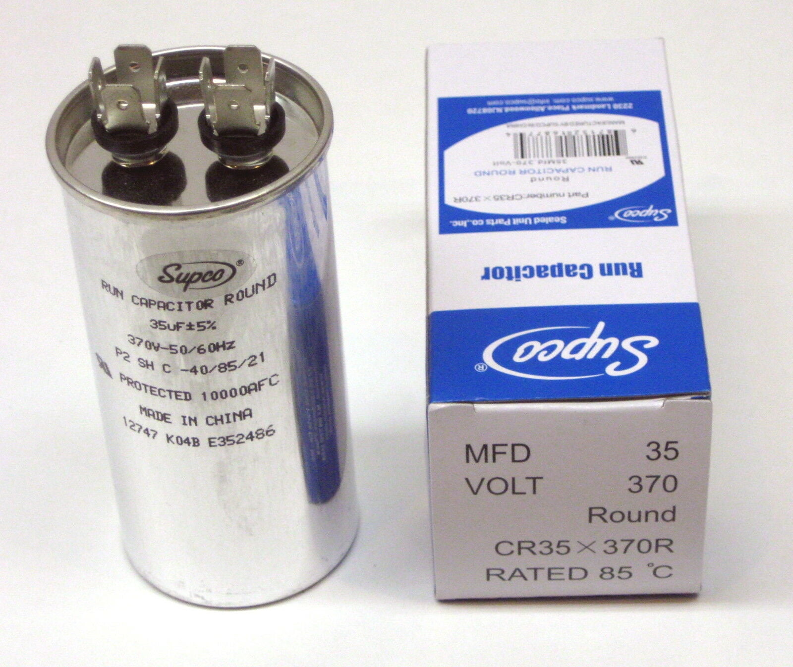 Supco CR35X370R HVAC Motor Round Run Capacitor 35 MFD 370 Volts ...