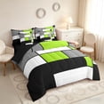 Manfei Abstract Grid Queen Bedding, Lime Green Checkered Bedding ...