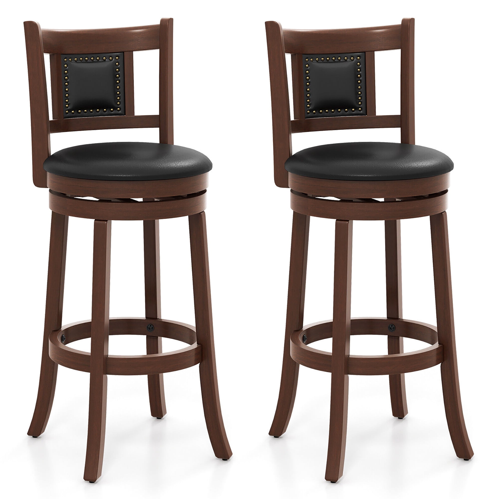 Gymax 30.5 Swivel Bar Stool Set Of 2 Counter Height Bar Stools Armless Chairs For Pub