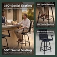 SUNCROWN Set of 4 Outdoor Swivel Bar Stools, Black Metal Frame with ...