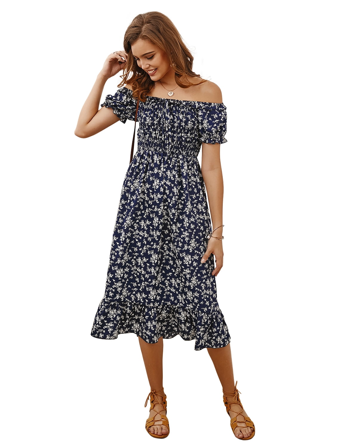 Topshe Women's Sexy One Word Collar Casual Off Shoulder Short Sleeve ...