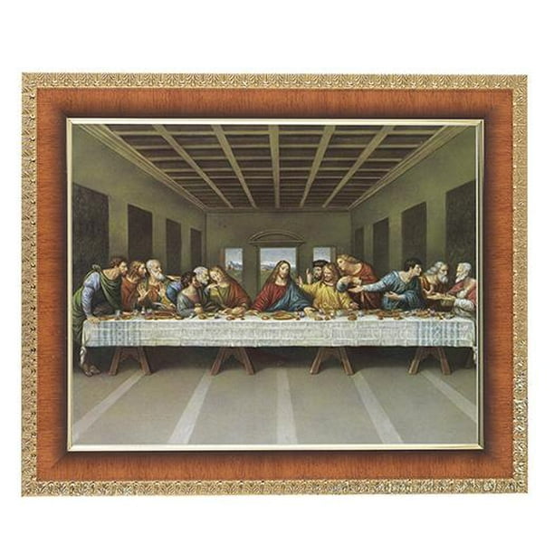 Last Supper Picture Framed Wall Art Decor, Large, Lacquered Natural ...