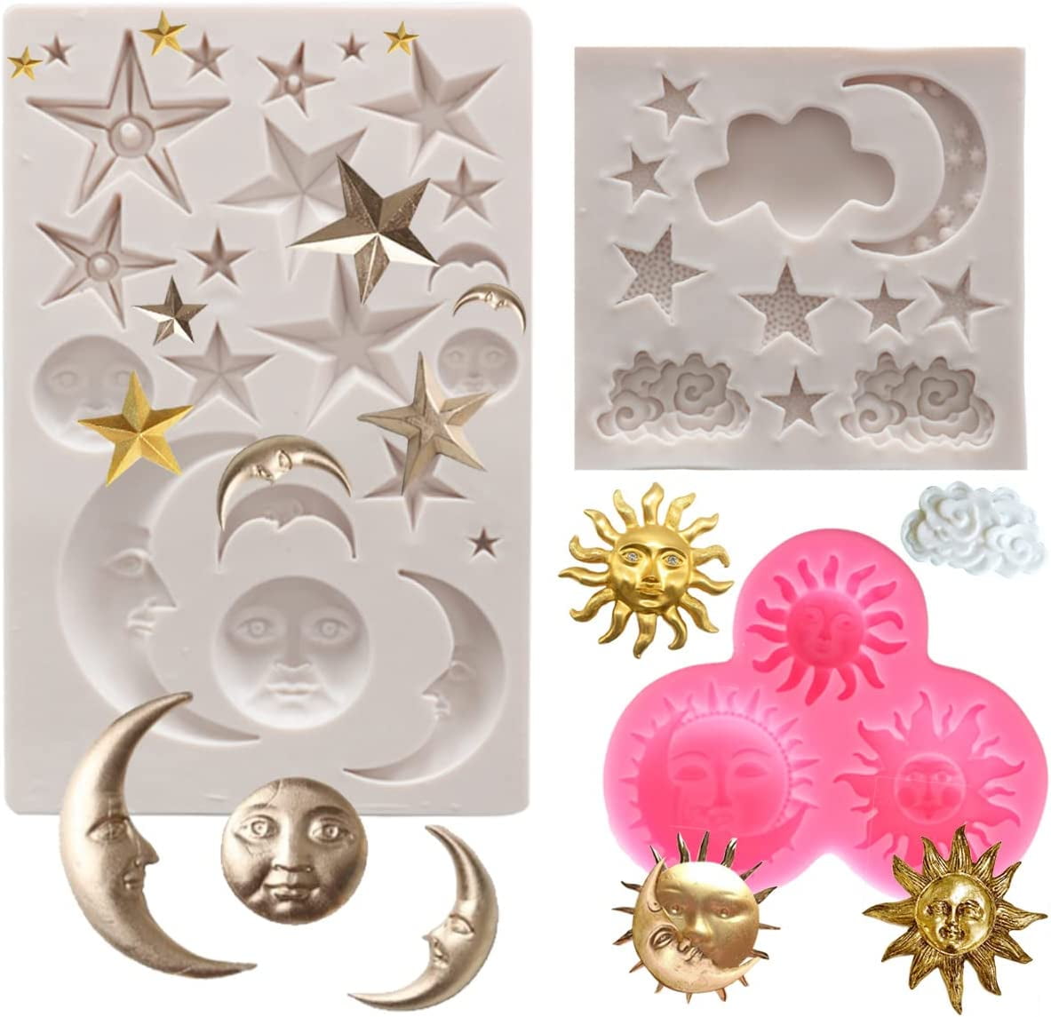 Sun, Moon and Stars Silicone Fondant Cake Mold for Sun Moon Twinkle ...