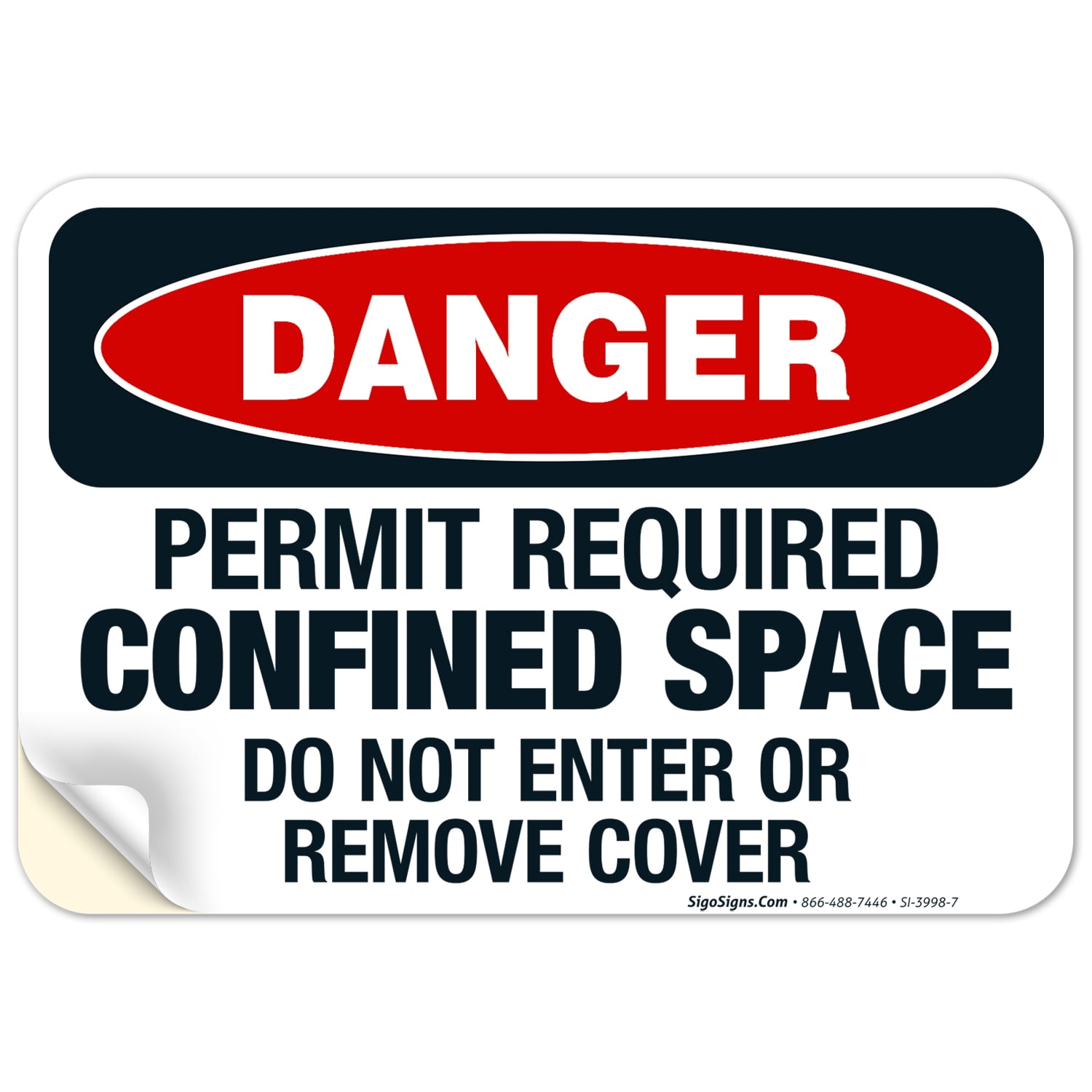 Danger Permit Required Confined Space Do not Enter Or Remove Cover Sign ...