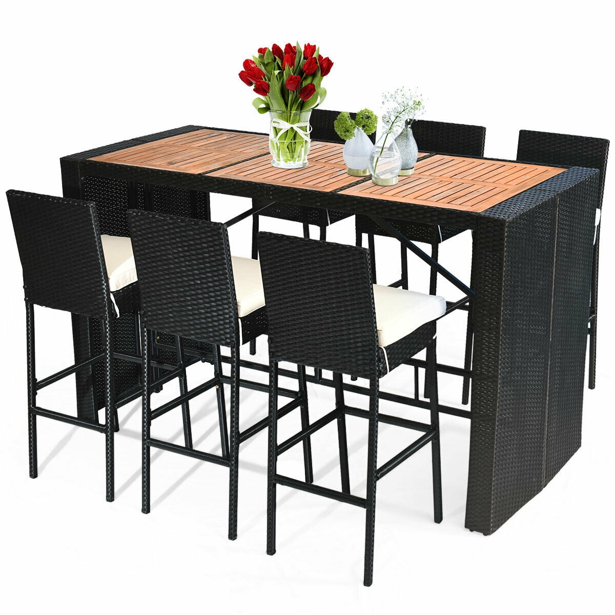 Click here for Costway 7 Pcs Patio Rattan Wicker Bar Dining Furni... prices