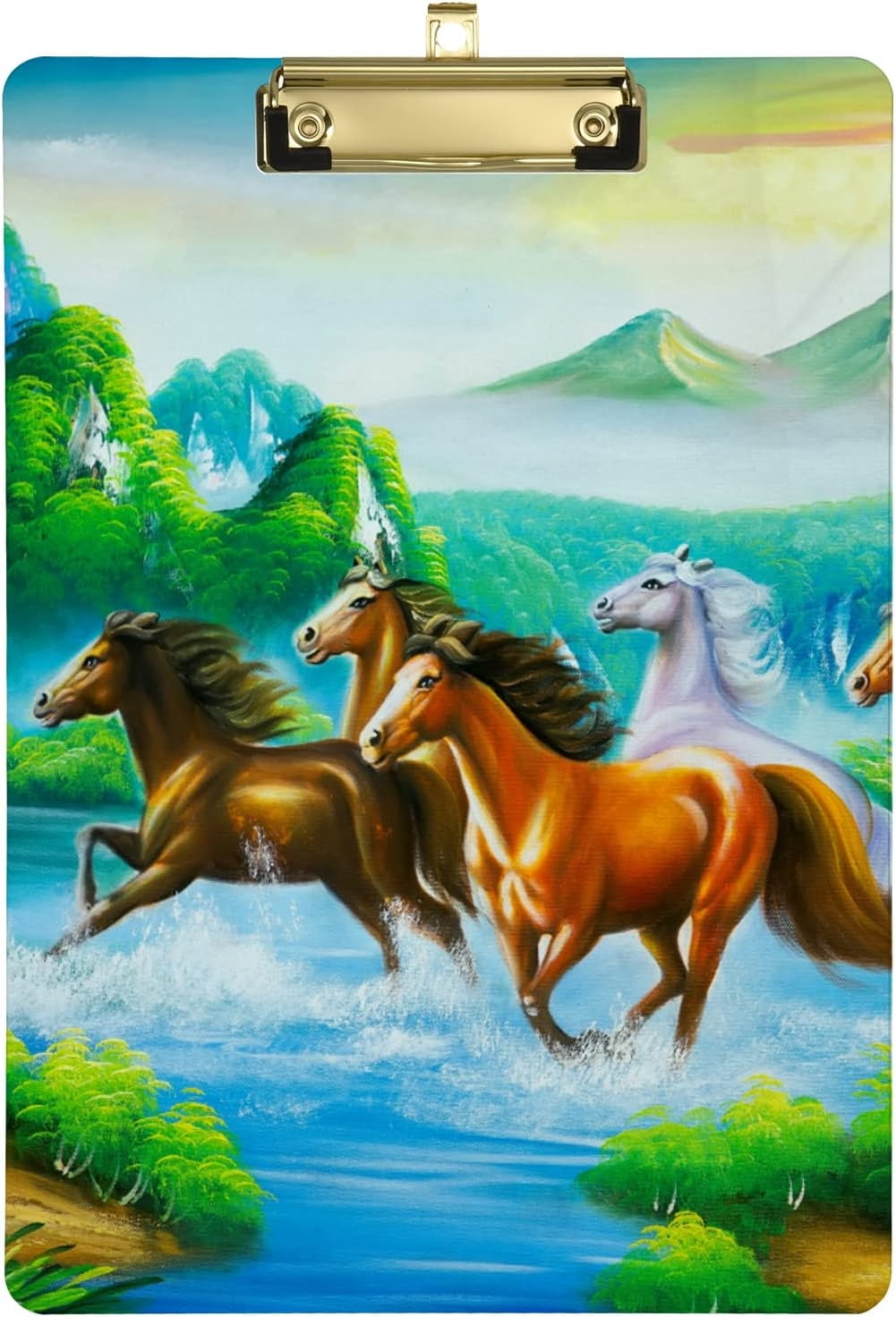 ZHANZZK Galloping Horse Clipboard Hardboard Wood Nursing Clip Board and ...