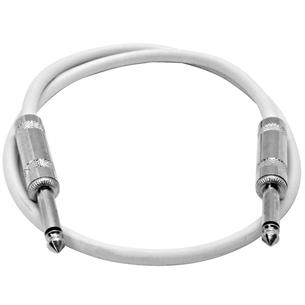 Seismic Audio 2 Foot 1/4 Inch TS Patch Cable - Unbalanced White Audio ...