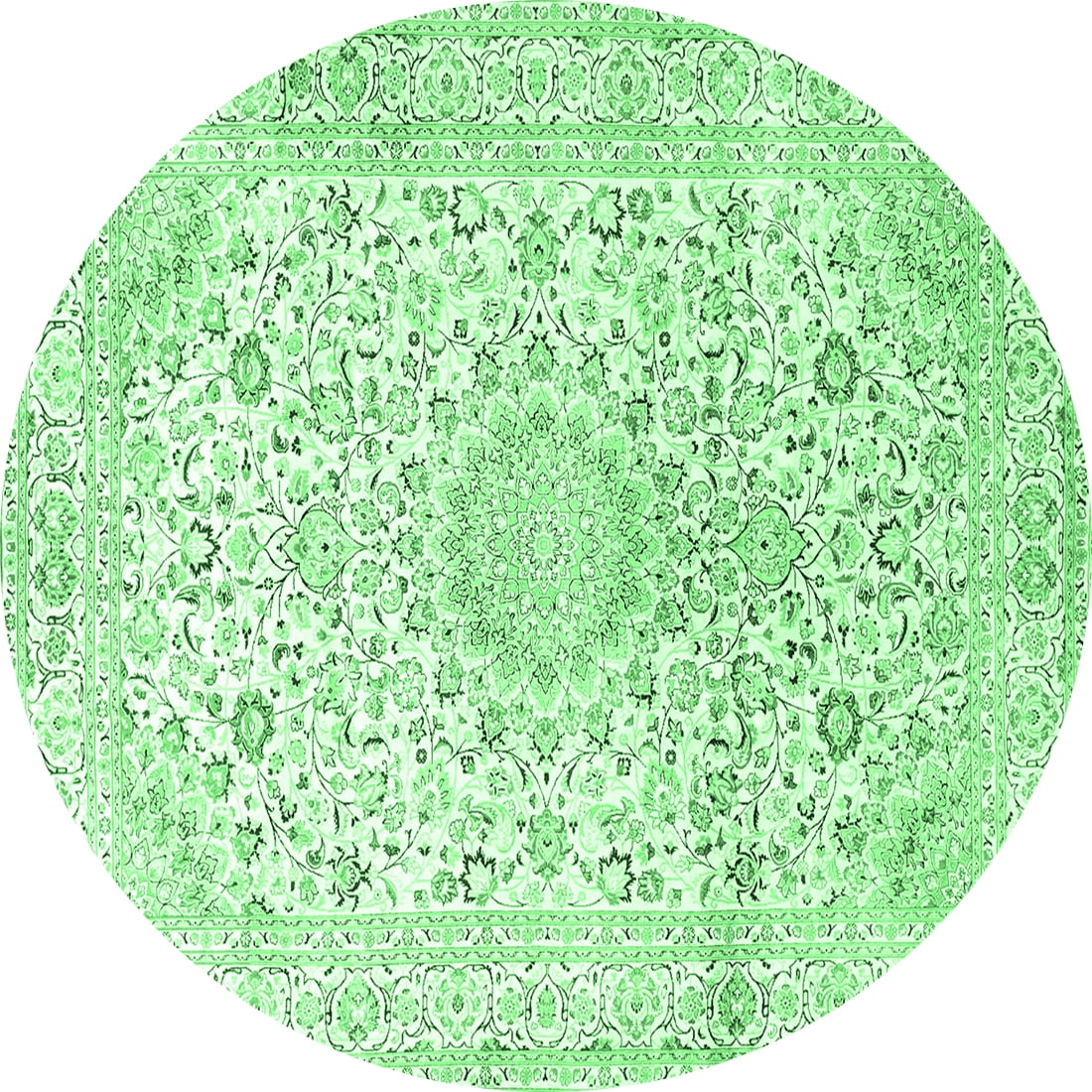 Ahgly Company Indoor Round Medallion Emerald Green Traditional Area ...