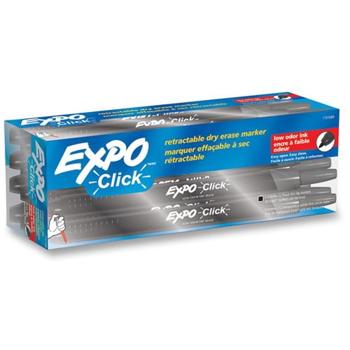 EXPO Click Dry Erase Markers, Fine Tip, Black, Dozen - Walmart.com