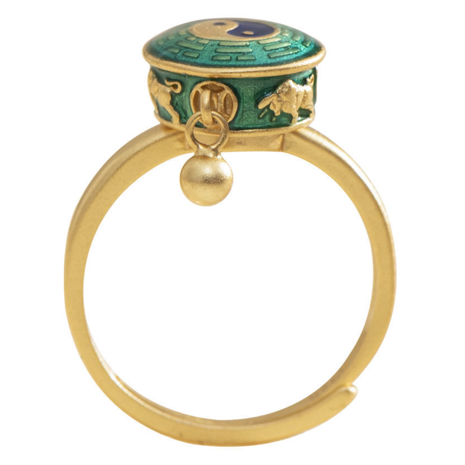 Tibetan Buddhist Ring Carved Prayer Wheel Adjustable Ring Female ...