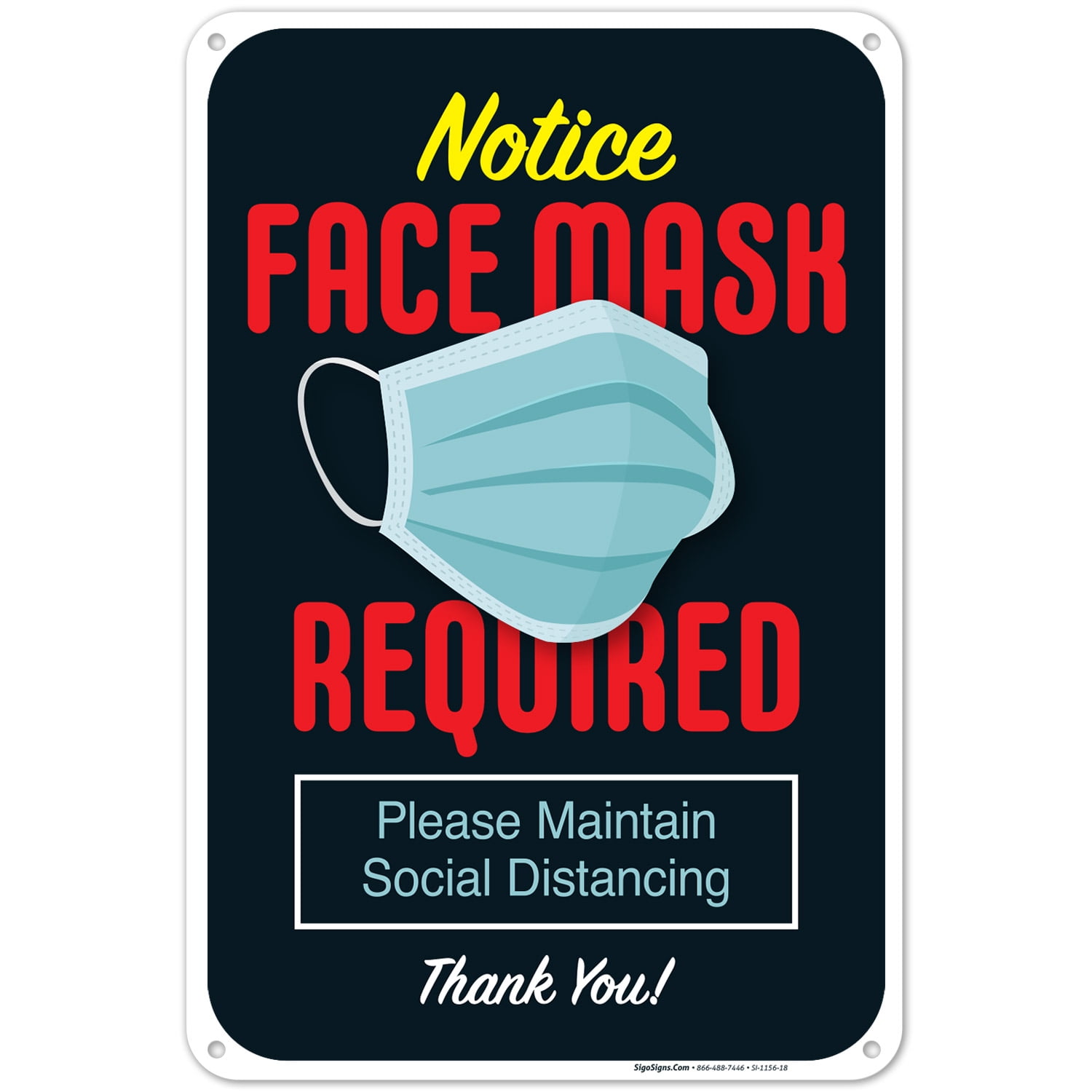 Mask Required Sign, Social Distancing Sign, - Walmart.com