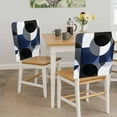 Abstract Round Chair Back Covers Set of 4, Visual Art Blue Black Square ...