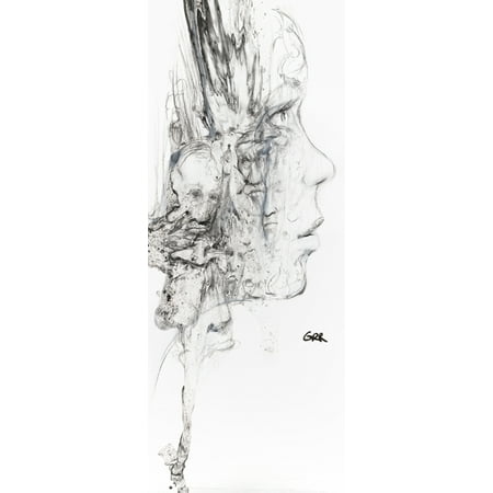 Black And White Illustration Of The Profile Of A Human Face Poster ...
