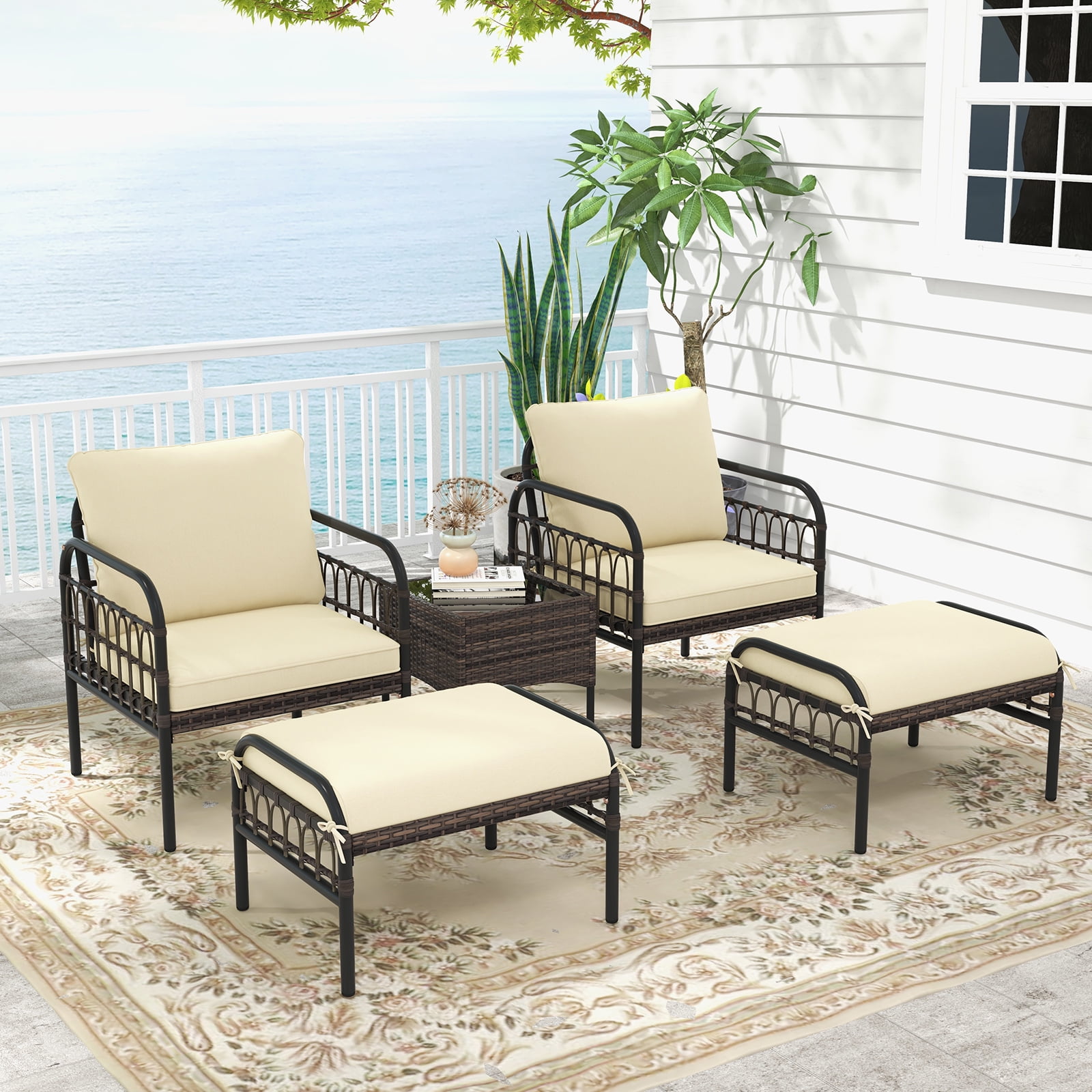 Click here for Costway 5 Pcs Patio Conversation Set Outdoor Wicke... prices