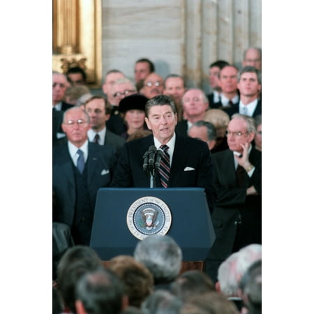 President Reagan Delivers His Second Inaugural Address After Being ...