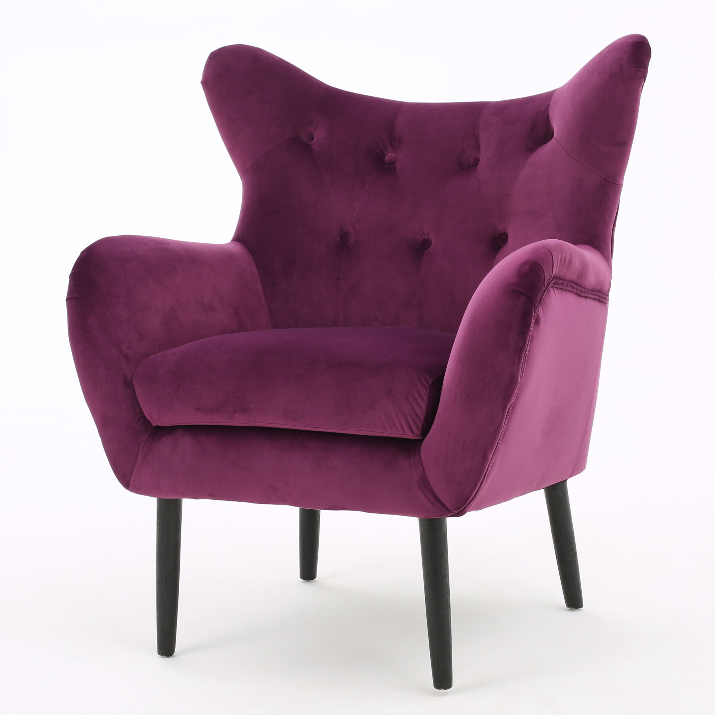Noble House Simon Velvet Wingback Chair, Purple - Walmart.com