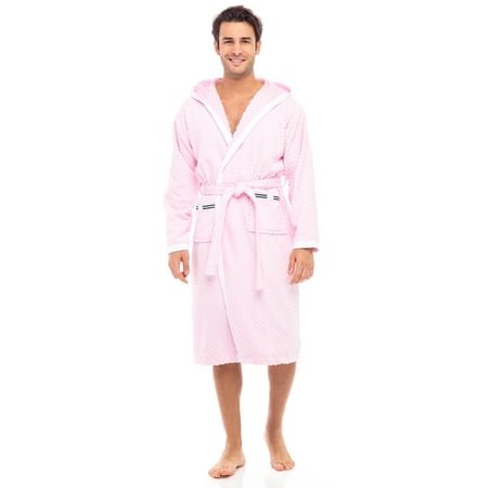 Men's Waffle Wave Hooded Robe Spa Robes 100% Terry Cotton Bathrobes ...