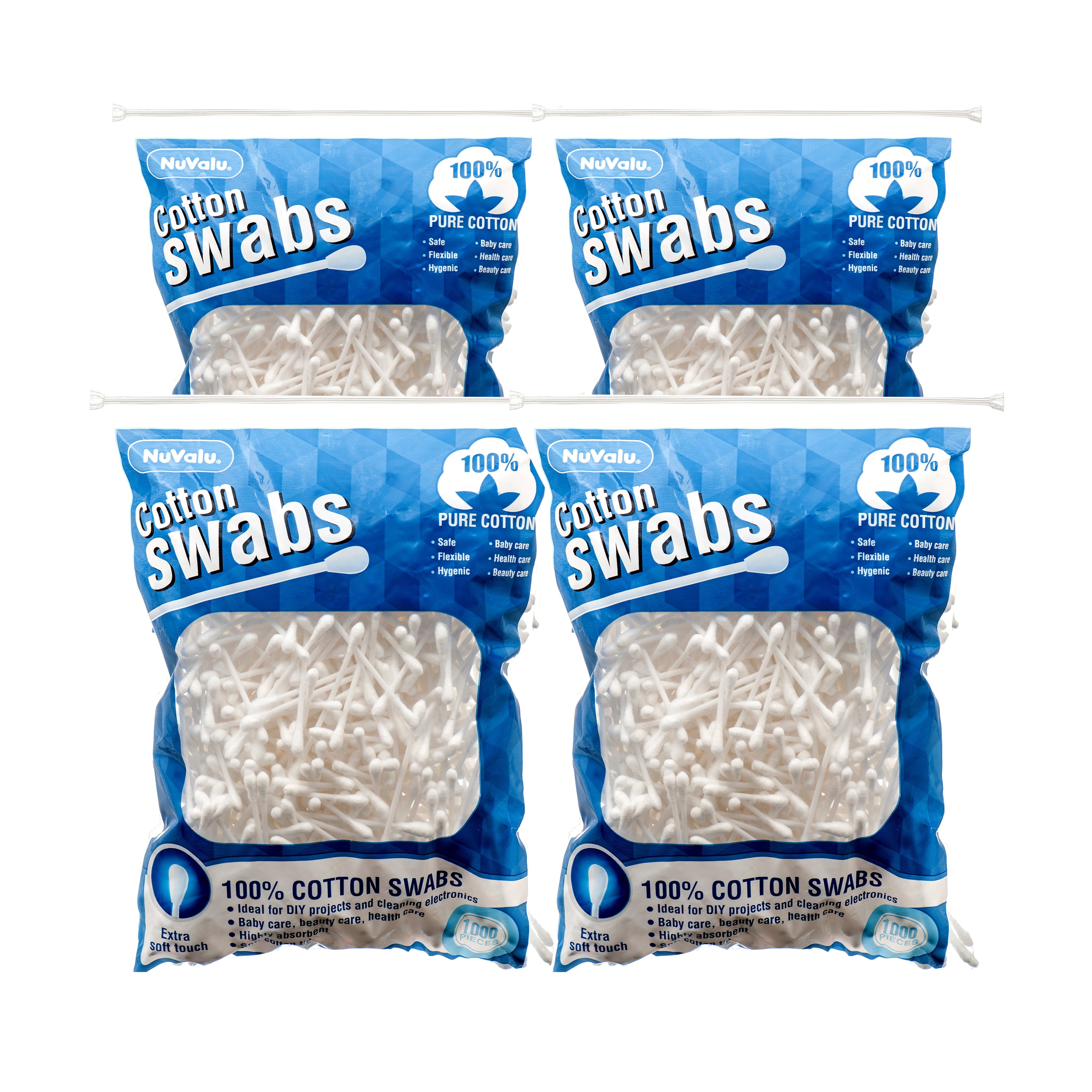 NuValu Cotton Swabs, Multi-Purpose, Double Tipped, 100% Pure Cotton ...