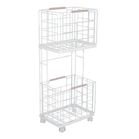 2 Tier Storage Cart Large Capacity with Wheels Removable ...