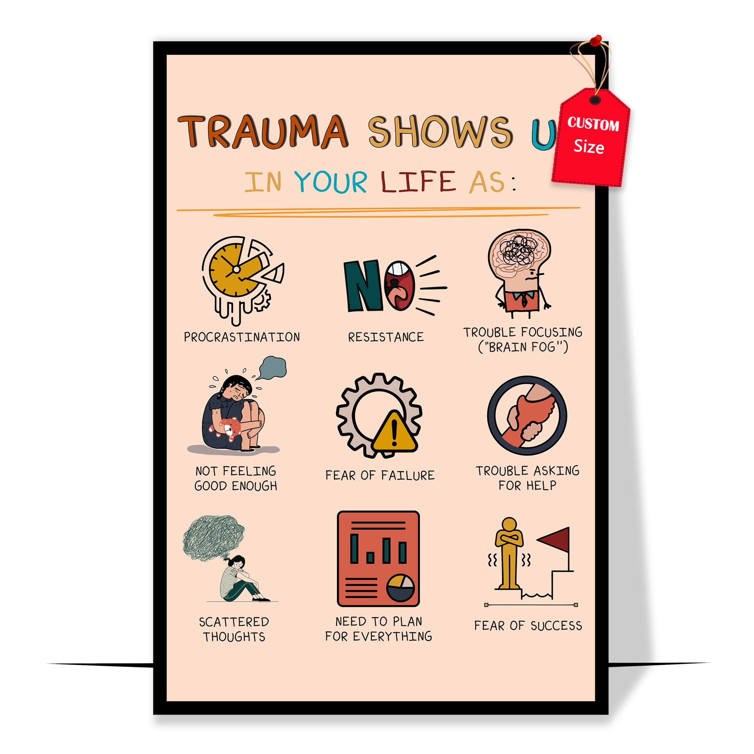 LOLUIS Trauma Shows Up Poster, Mental Health Poster for Classroom ...