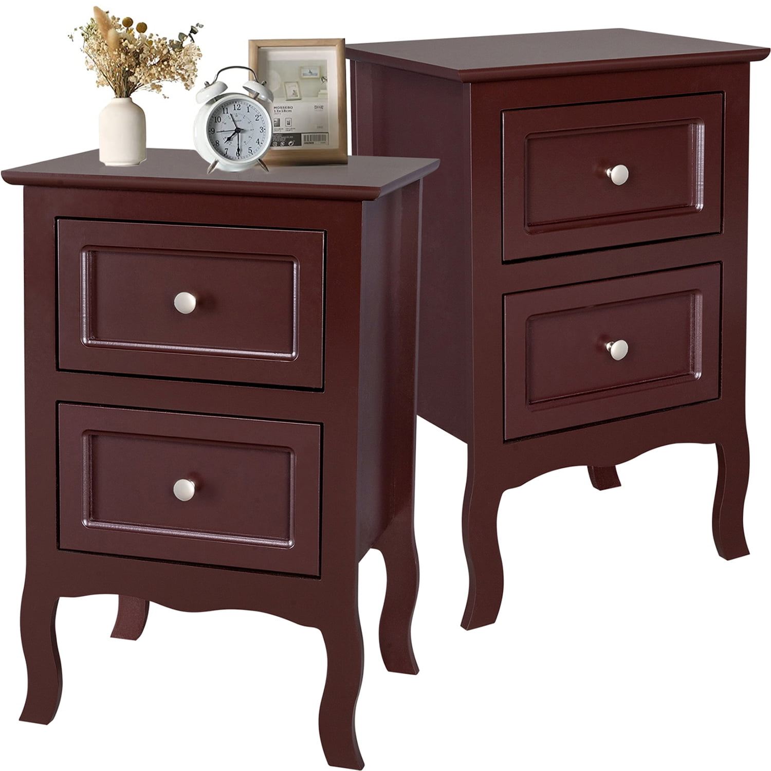 HSUNNS Set of 2 Nightstand Bedroom Bedside Table with Drawers Storage ...