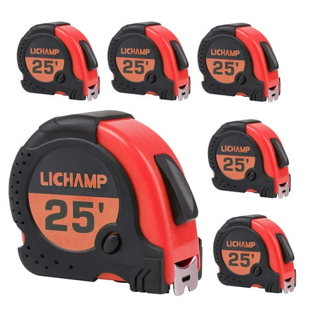 LICHAMP Tape Measure 25 ft, 6 Pack Bulk Easy Read Measuring Tape ...