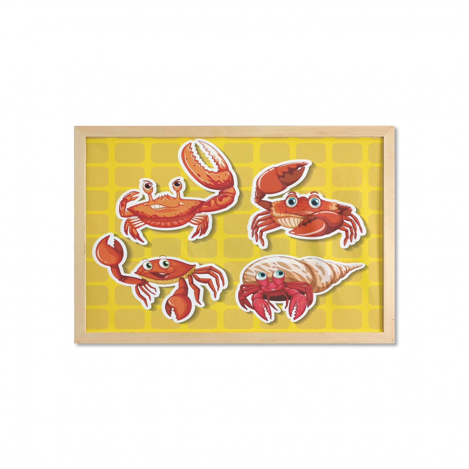 Crabs Wall Art with Frame, Stickers of 4 Different Crabs Illustration ...