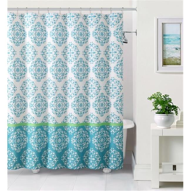 Luxury Home Ashur Embossed Microfiber Shower Curtain, Blue & White - 72 ...