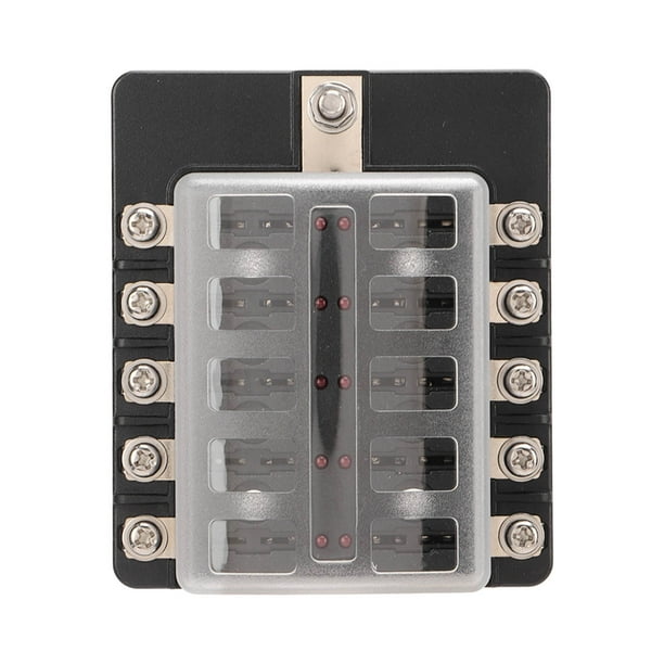 Blade Fuse Block, Output 12-16AWG 10 Way Fuse Block Holder Clip On ...