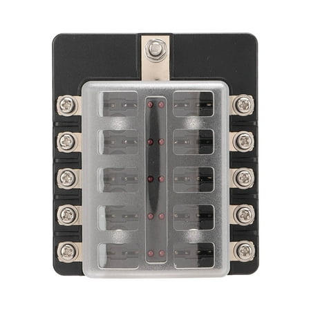 Blade Fuse Block, Output 12-16AWG 10 Way Fuse Block Holder Clip On ...