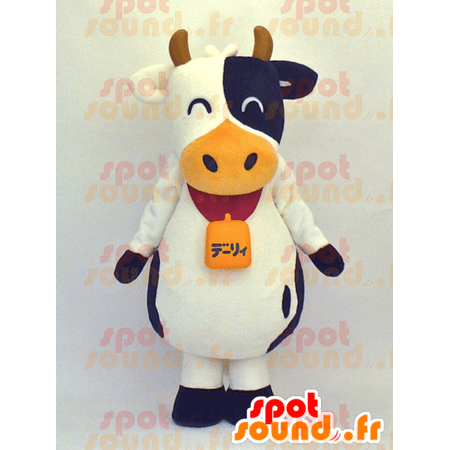 SPOTSOUND mascot of Moo-cow chan, black and white cow, laughing air ...
